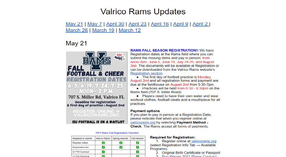 Valrico Rams Youth Football and Cheer > Home