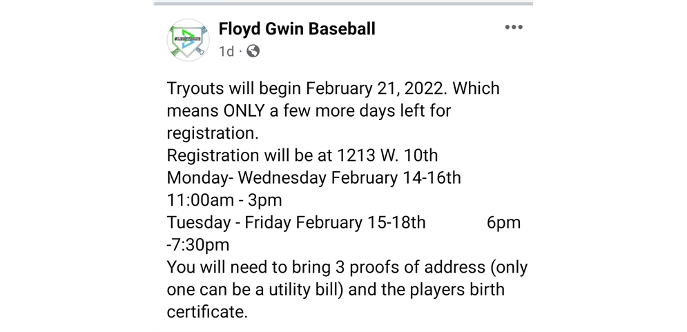 Floyd Gwin Little League > Home